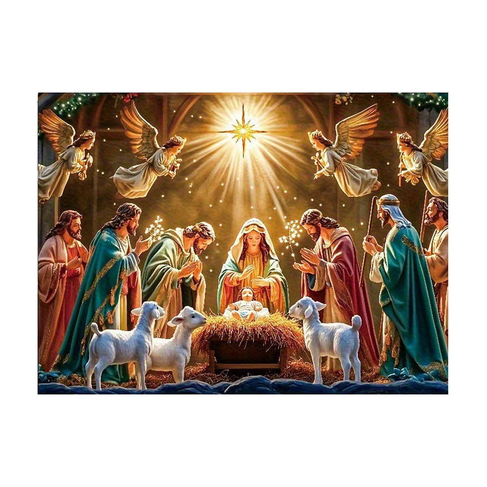 Christmas Nativity Banner under $5! Cagogo Christmas Nativity Starry ...