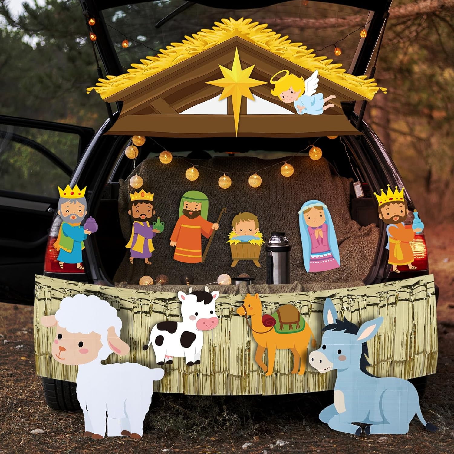 Christmas Nativity Bulletin Board Decor Donkey Sheep Cardboard Cutout ...