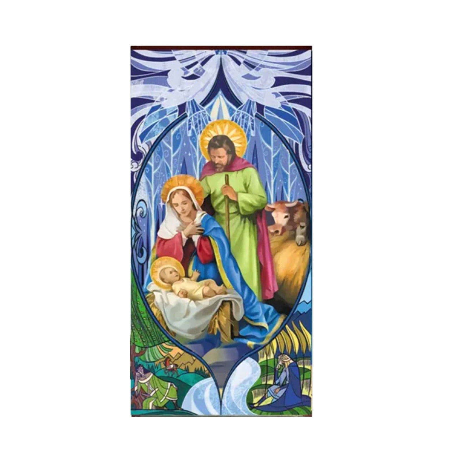 Christmas Nativity Door Cover Jesus Holy Night Banner Xmas Door Sign ...