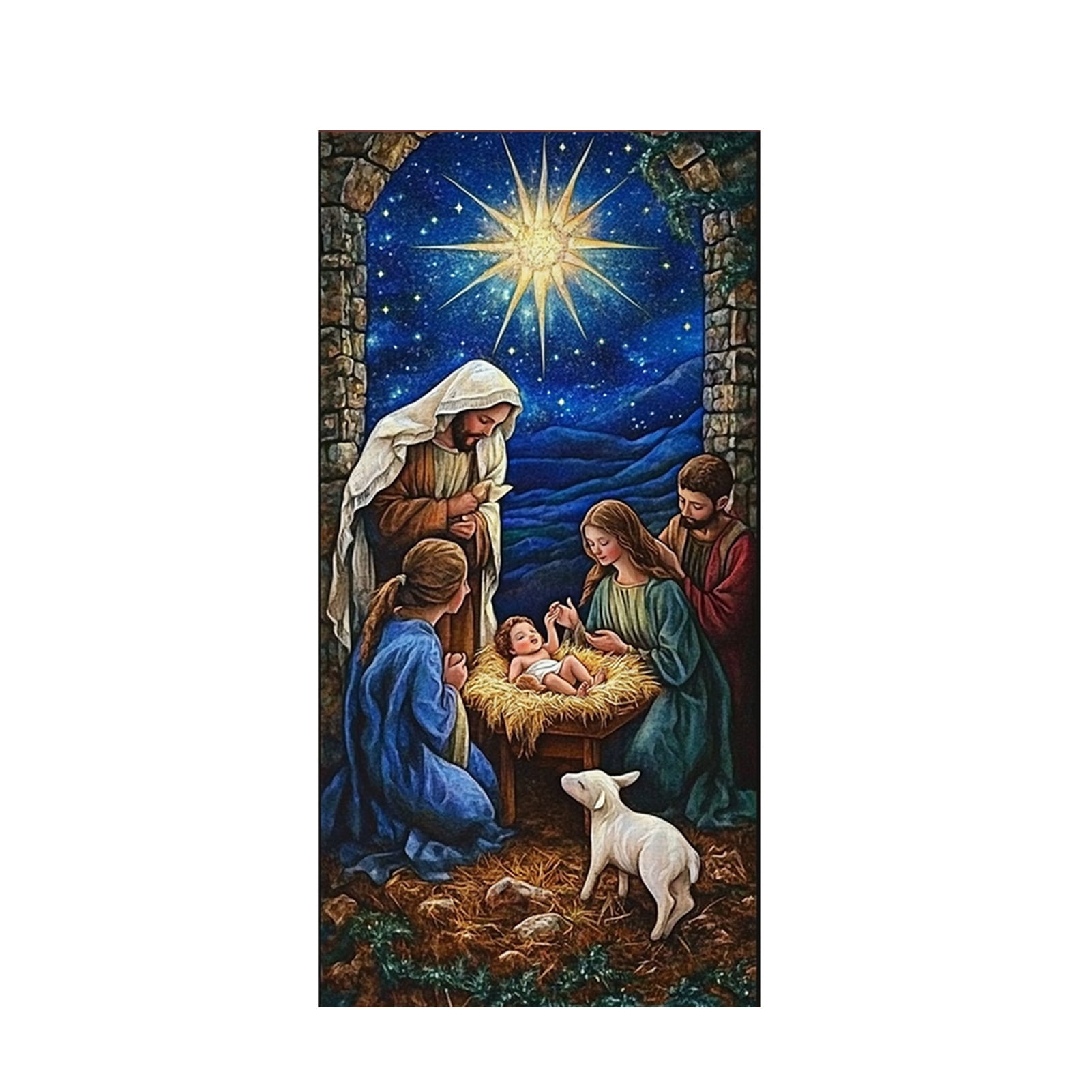 Christmas Nativity Door Cover Jesus Holy Night Banner Xmas Door Sign ...