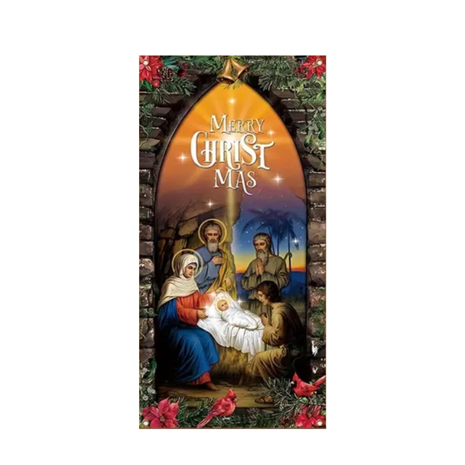 Christmas Nativity Door Cover Jesus Holy Night Banner Xmas Door Sign ...