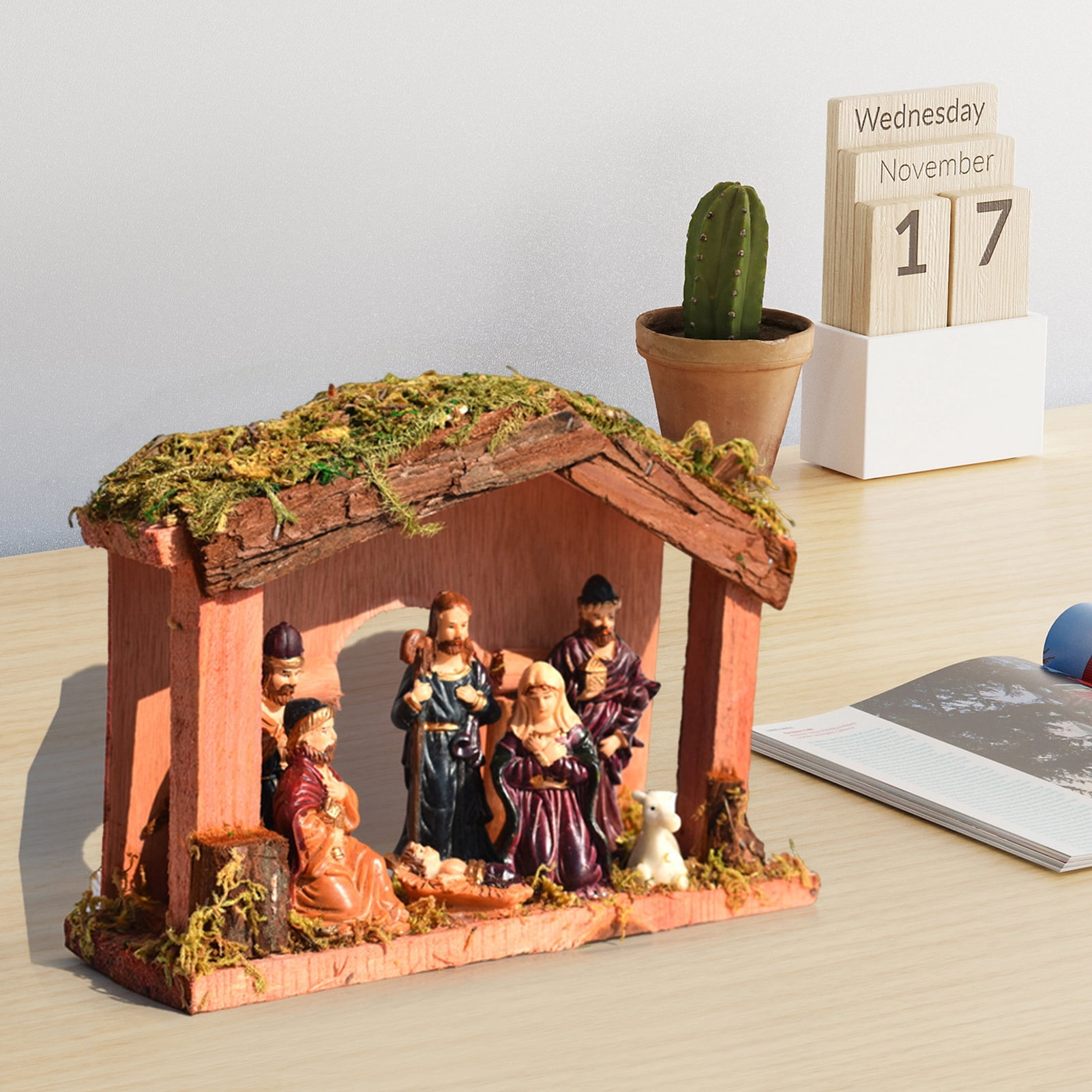 Christmas Nativity Figurine Set Jesus Manger Scene Holy Family Resin ...