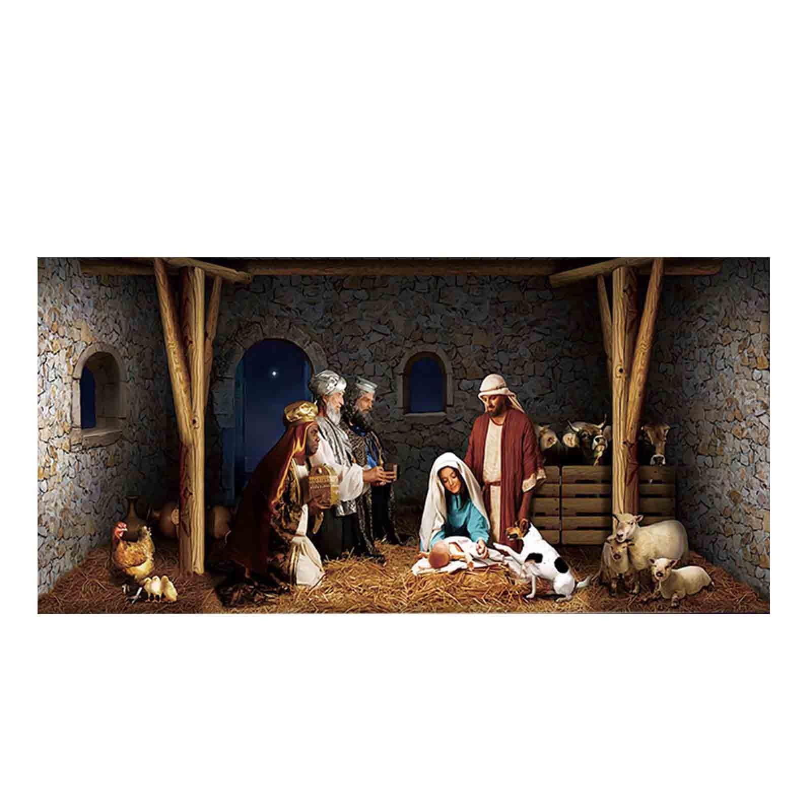 Christmas Nativity Garage Door Banner , Nativity Scene Murals Christmas ...