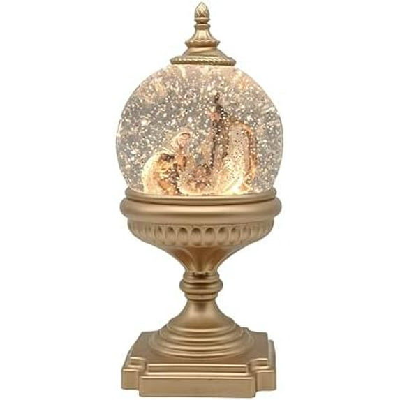 Christmas Nativity Illumination Holy Family Water Globe on Pedestal ...