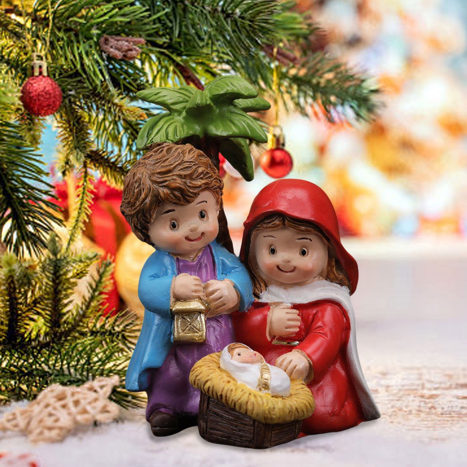 Christmas Nativity Manger Set, Resin Jesus Birth Ornament, Holiday Home ...