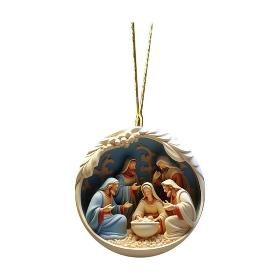 Christmas Nativity Scene 2D Pendant - Christmas Tree Hanging Ornament ...