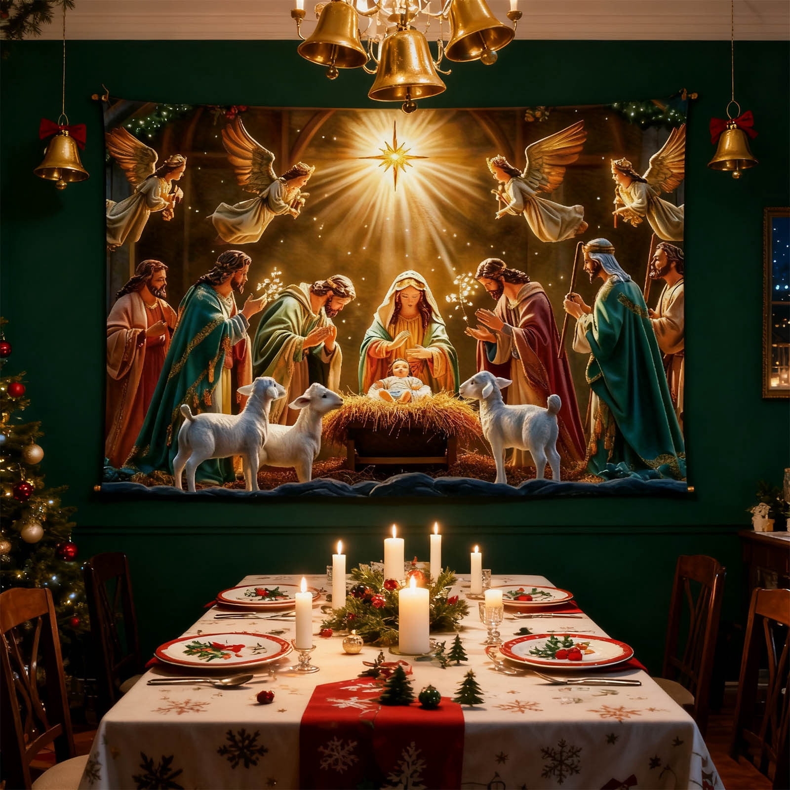 Christmas Nativity Scene Background,Christmas Nativity Starrys Canopys ...