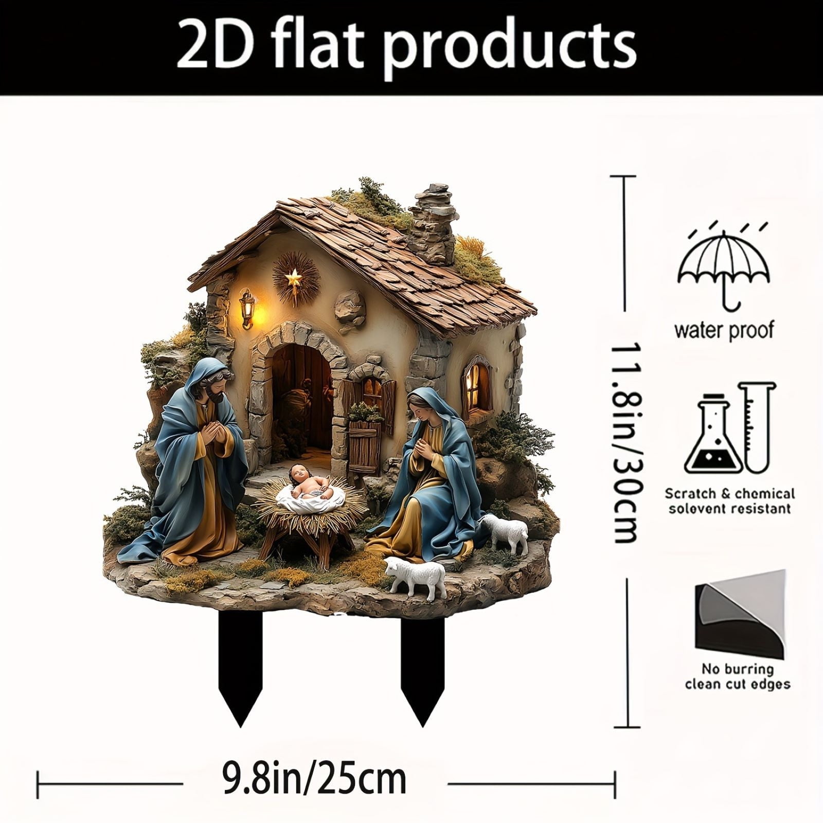 Christmas Nativity Scene Decor with LED Lights, Garden & Indoor Ground ...