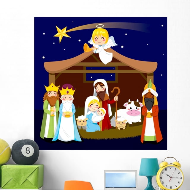 Christmas Nativity Scene Wall Mural by Wallmonkeys Peel and Stick ...