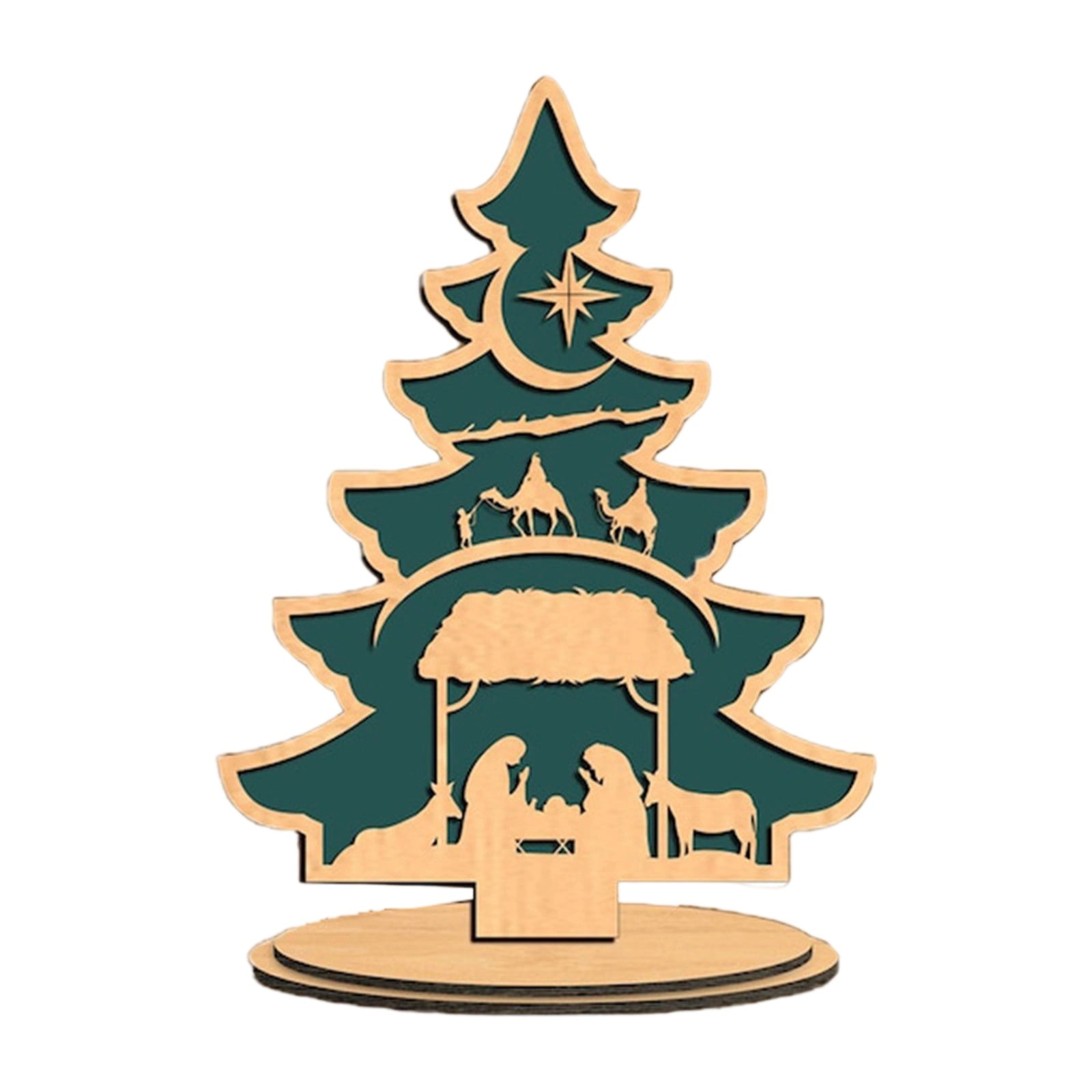 Christmas Nativity Scene Wooden Table Card with Stand, High-Quality ...