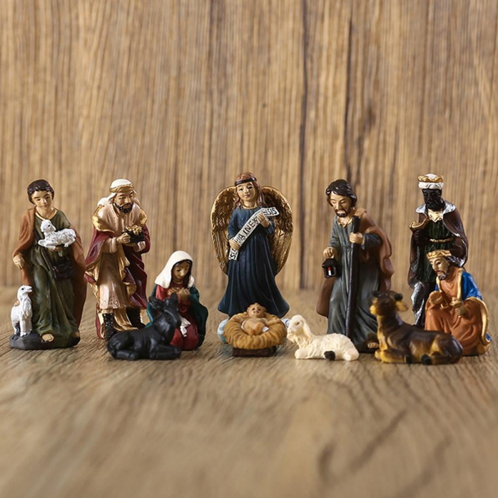 Christmas Nativity Set, 11Pcs Figures Real Life Nativity Full Complete ...