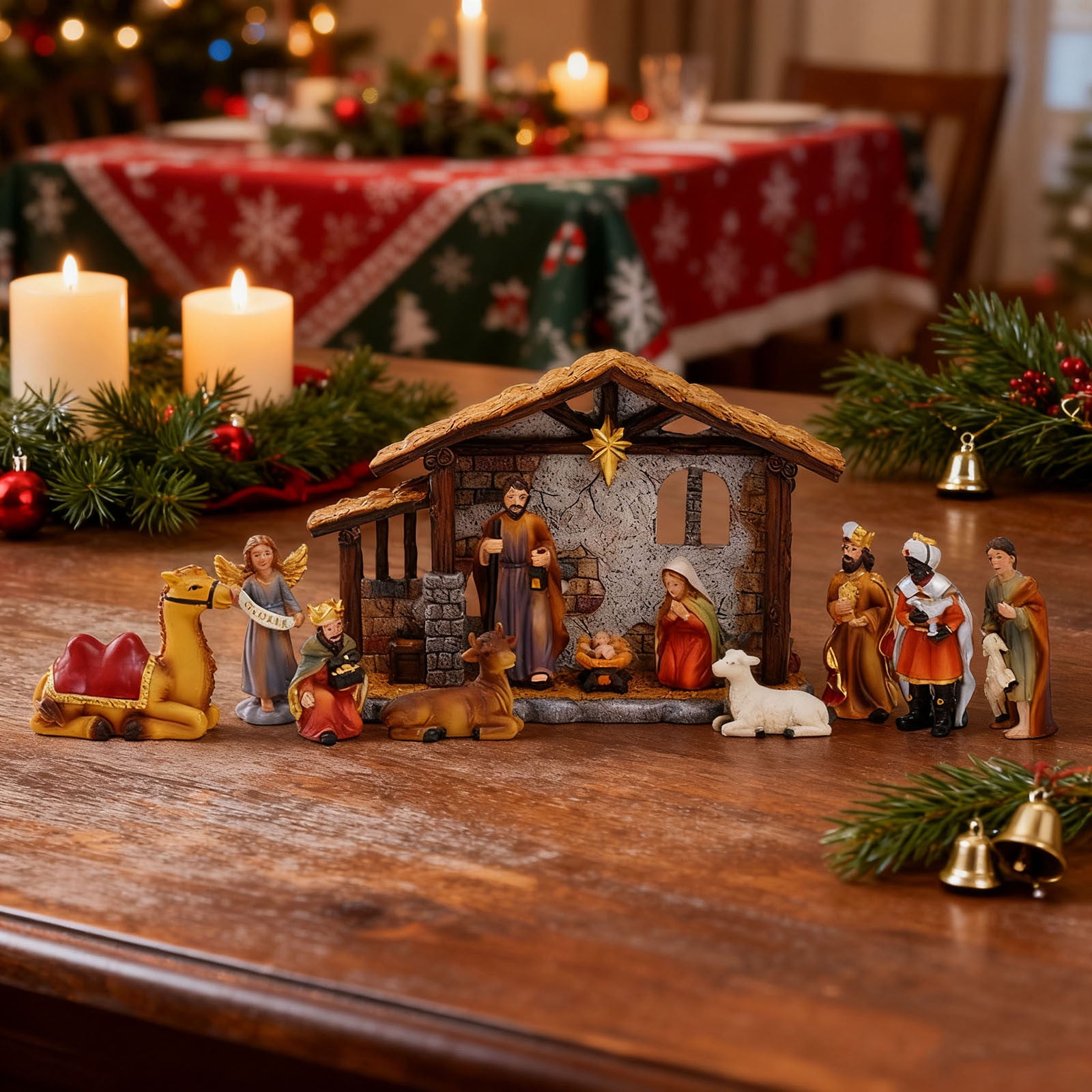 Christmas Nativity Set,Nativity Sets & Figures,12pcs Manger Resin ...