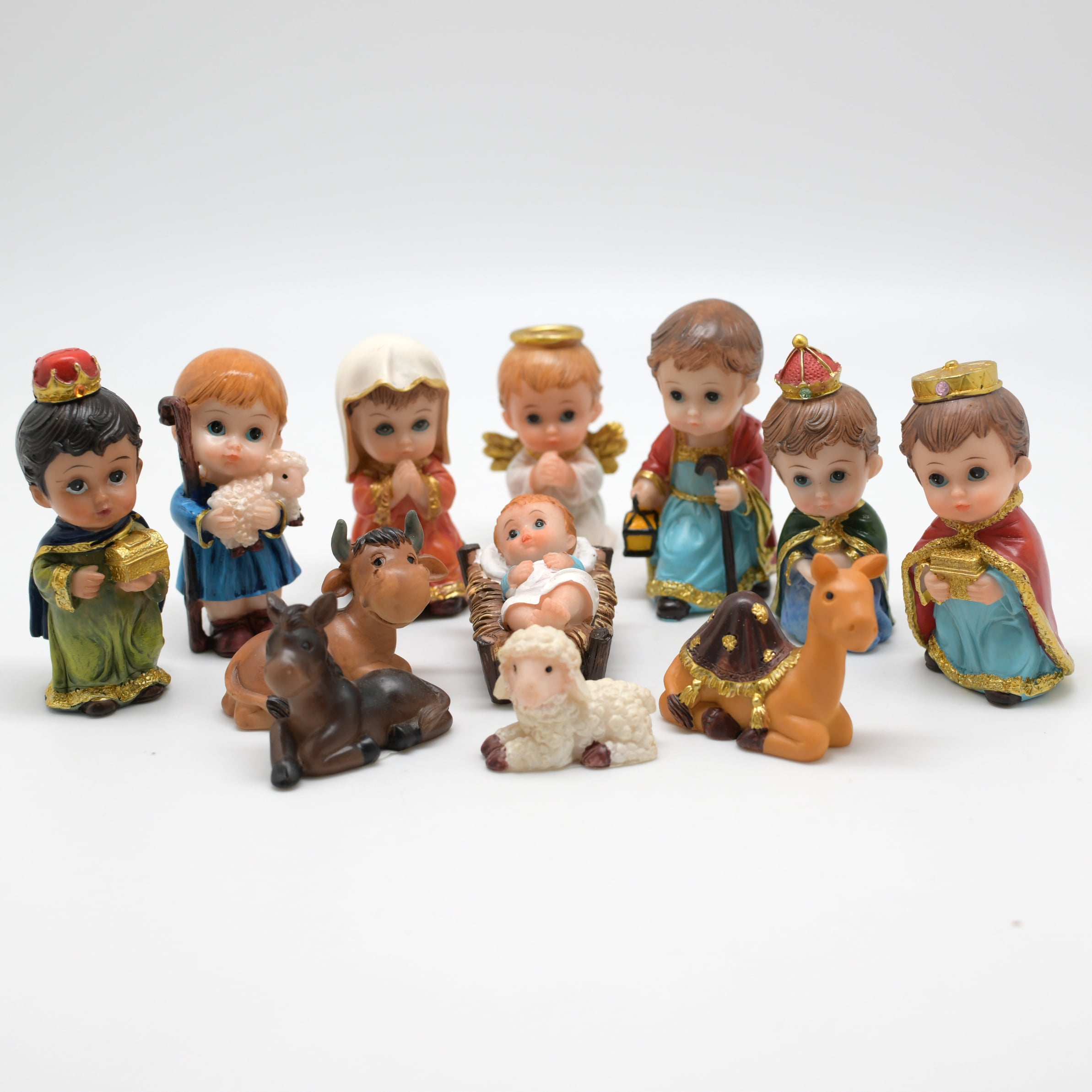 Christmas Nativity Set Scene Cartoon Figures Figurines Baby Jesus - 12 ...