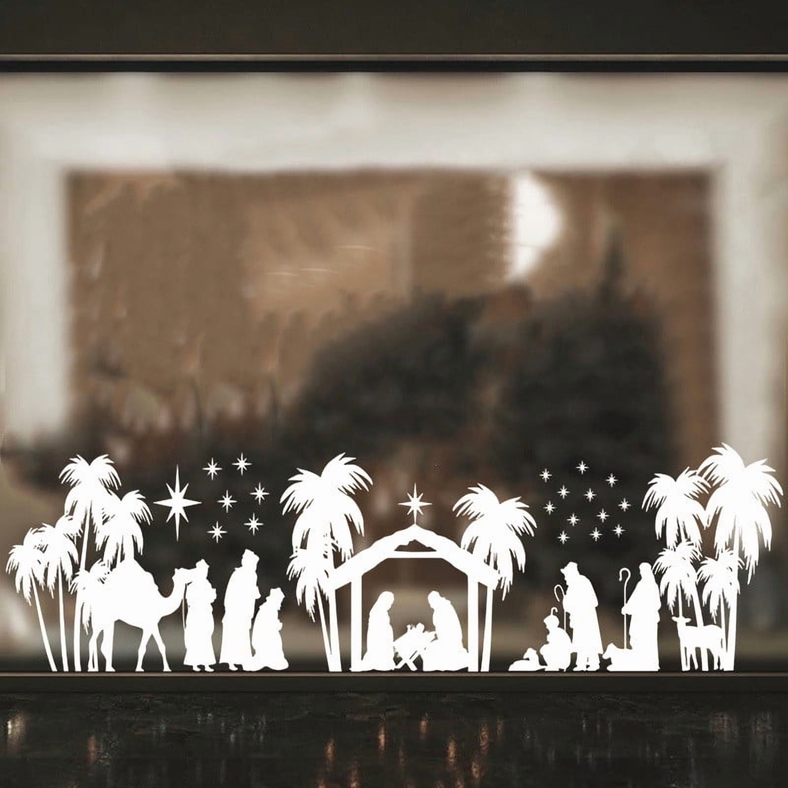 Christmas Nativity Window Clings Holy Night Manger Scene Silhouette ...