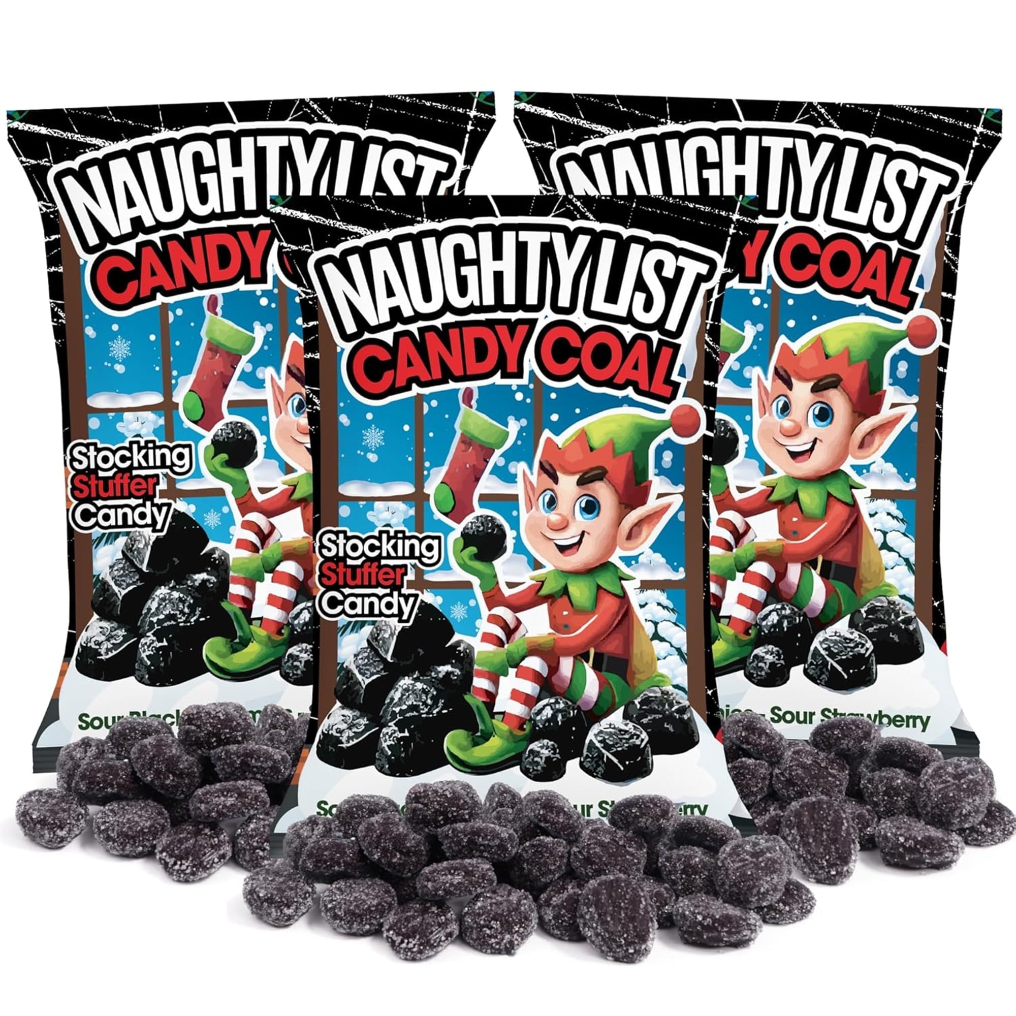 Christmas Naughty List Coal Candy, Holiday Gummies, Pack of 3, 4 Ounces ...