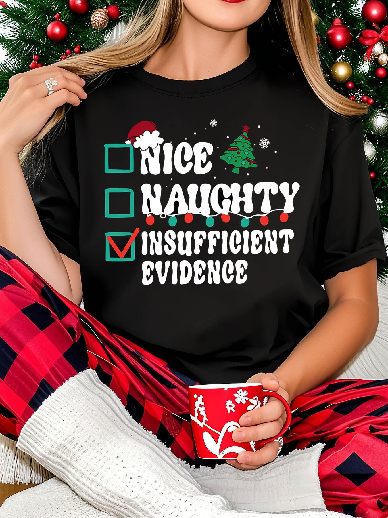 Christmas Naughty or Nice Tshirt Checkbox Design with Nice Naughty and ...