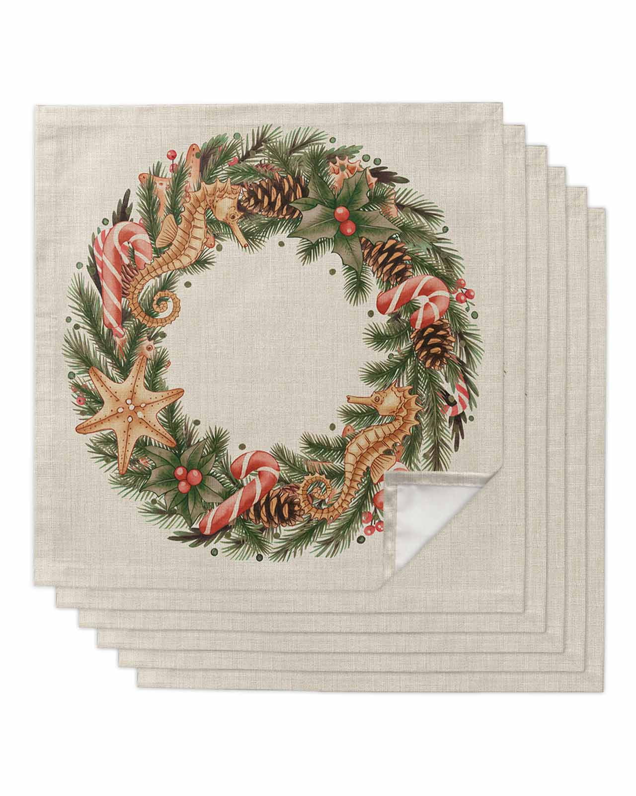 Christmas Nautical Cloth Napkins Set of 6 Reusable Dinner Napkins ...