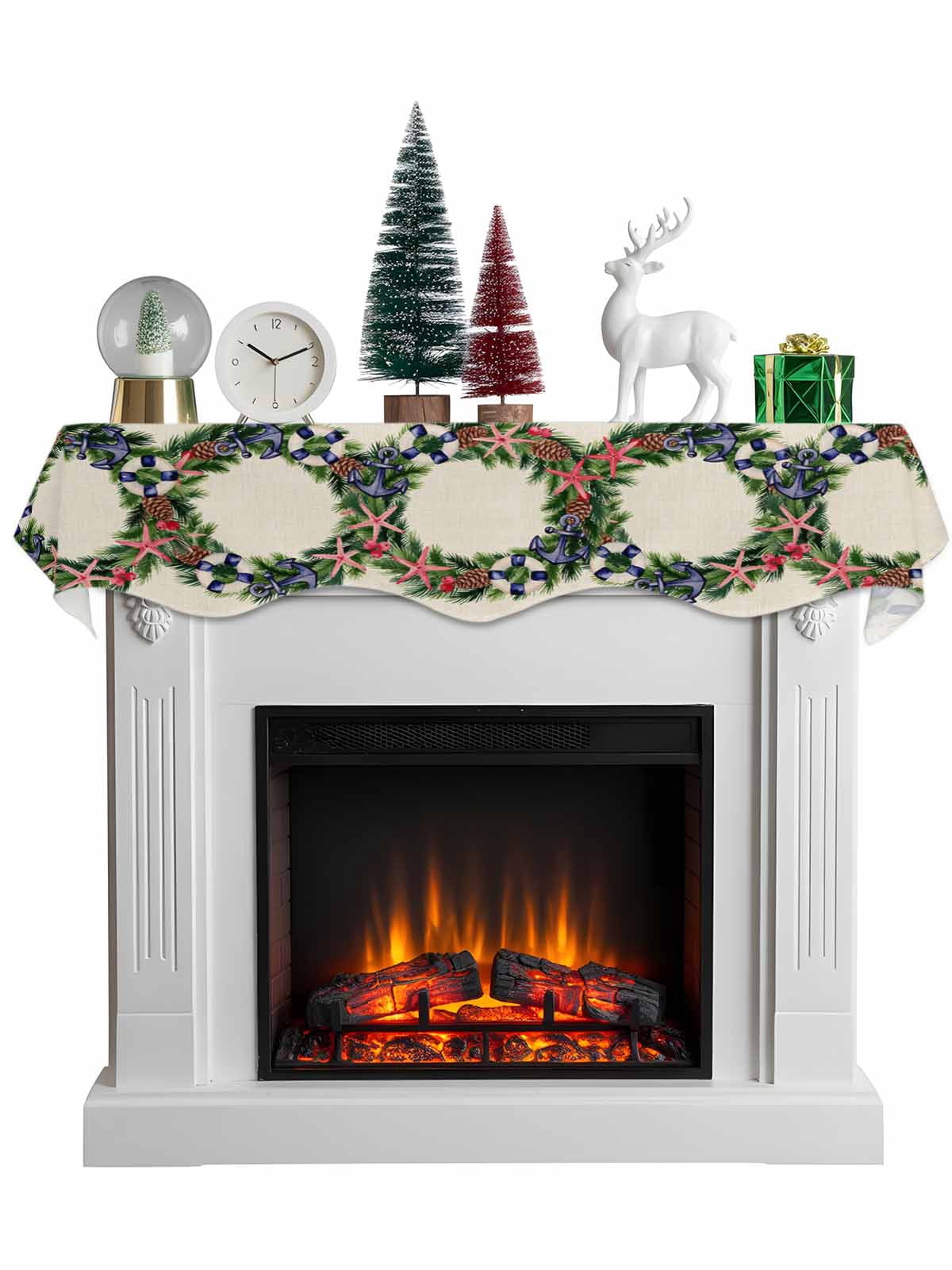 Christmas Nautical Mantel Scarf Fireplace Decorations for Living Room ...