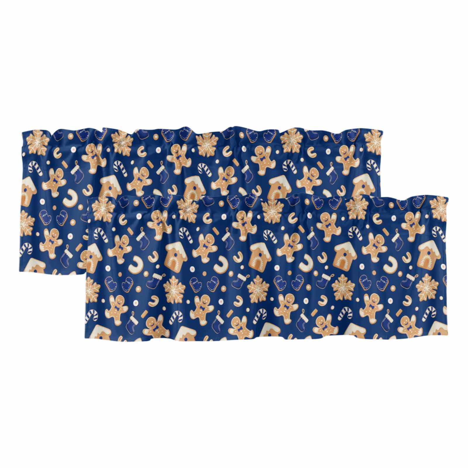Christmas Navy Blue Valances for Windows, Decorative Rod Pocket Window ...