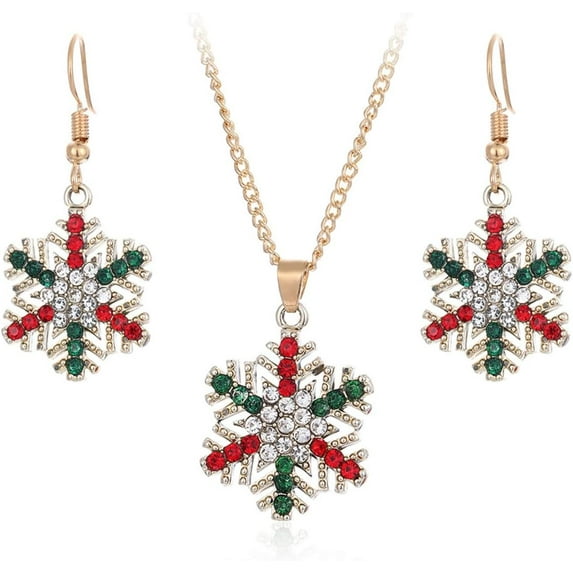 Christmas Necklace Earrings Set,Vintage Snowflake Drop Oil Necklace ...