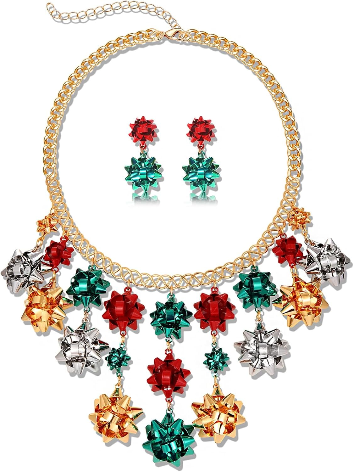 Christmas Necklaces For Women X-Mas Jingle Bell Light Bulbs Chunky ...