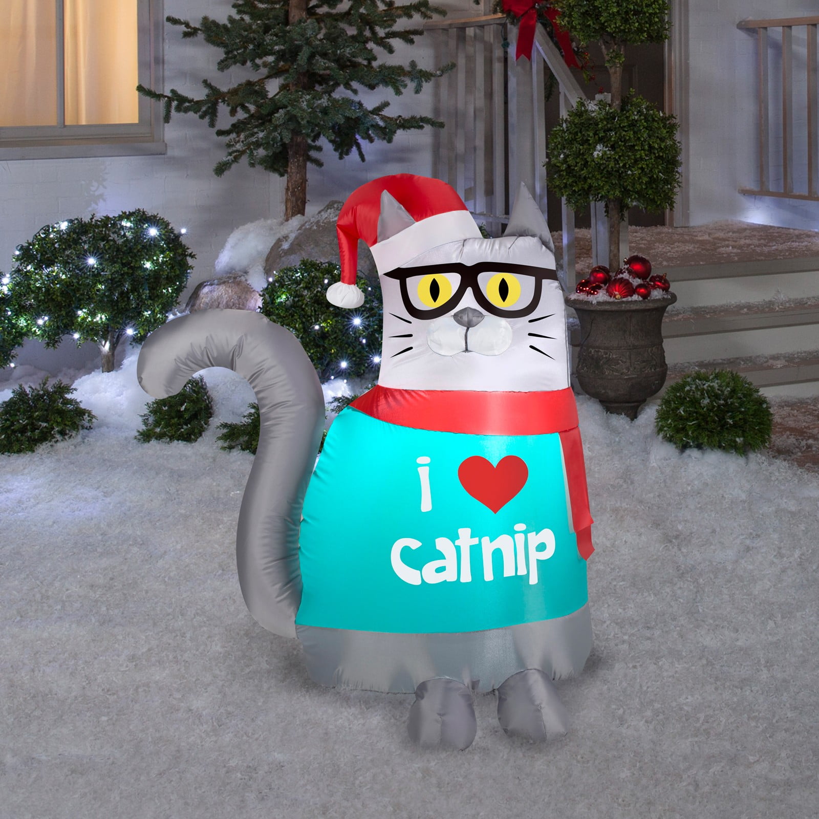 Christmas Nerdy Cat Airblown Lawn Decor - Walmart.com