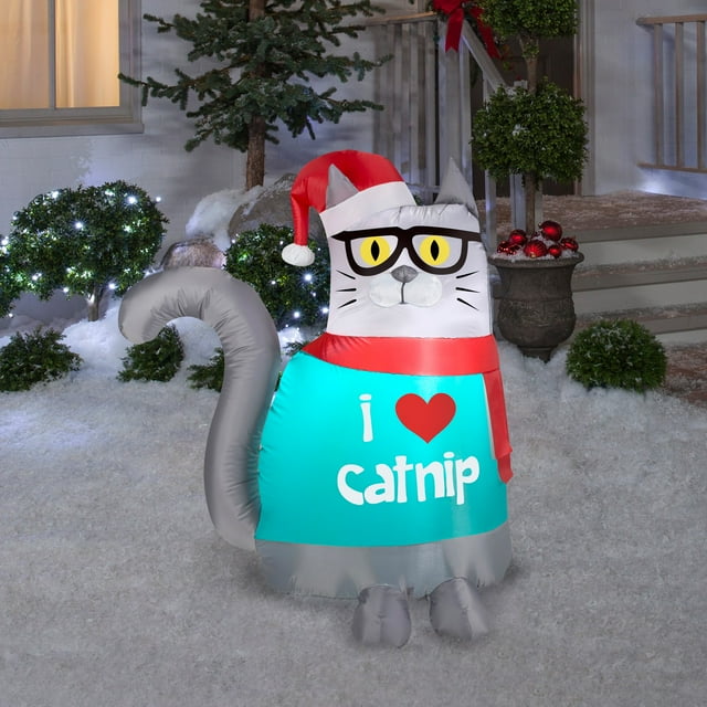 Christmas Nerdy Cat Airblown Lawn Decor - Walmart.com