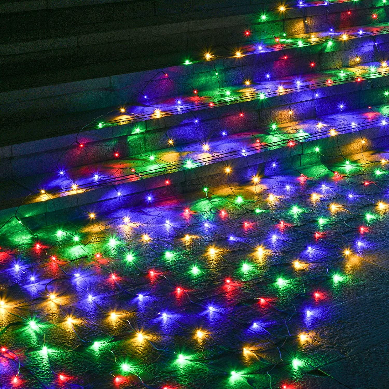 Christmas Net Lights, 96LED Outdoor Mesh Light, 4.9x4.9ft Fairy String ...