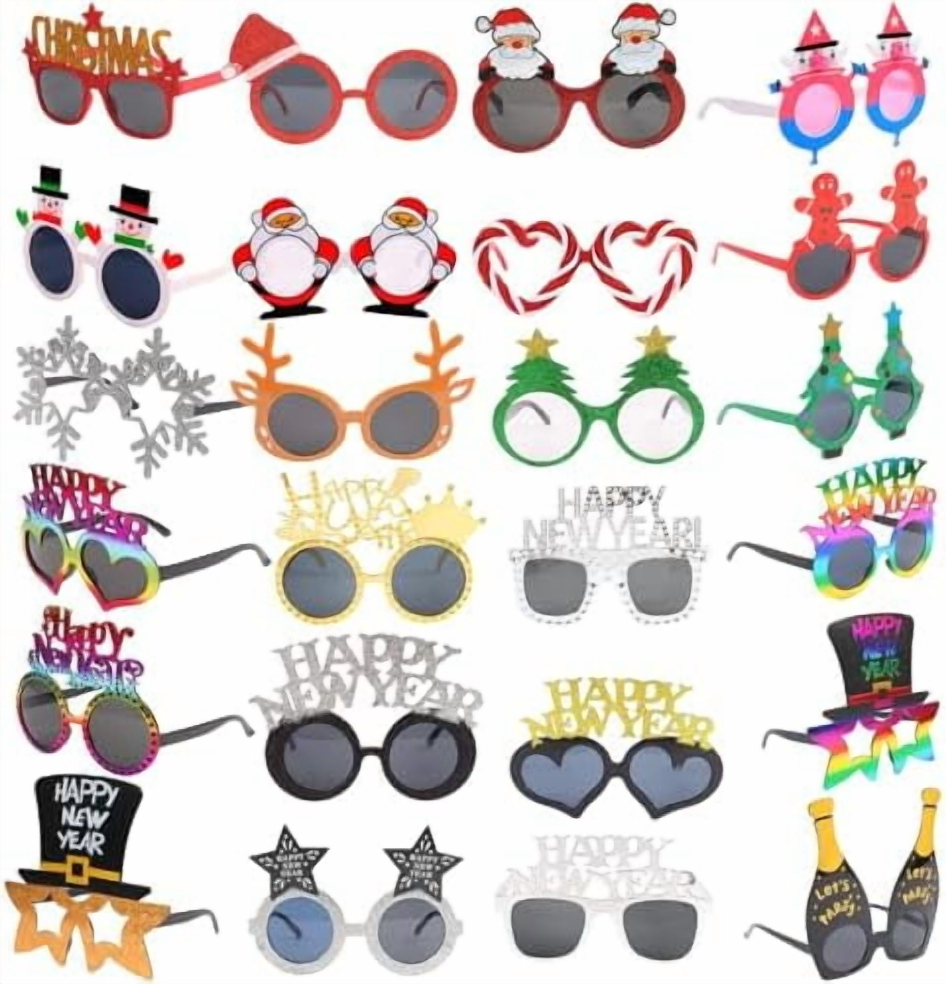 Christmas and New Year Party Glasses Set, 24 Pieces Novelty XMAS ...