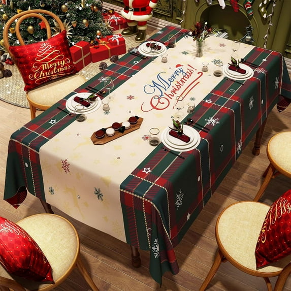 Christmas and New Year Themed Tablecloth, Waterproof and Oil-Resistant ...