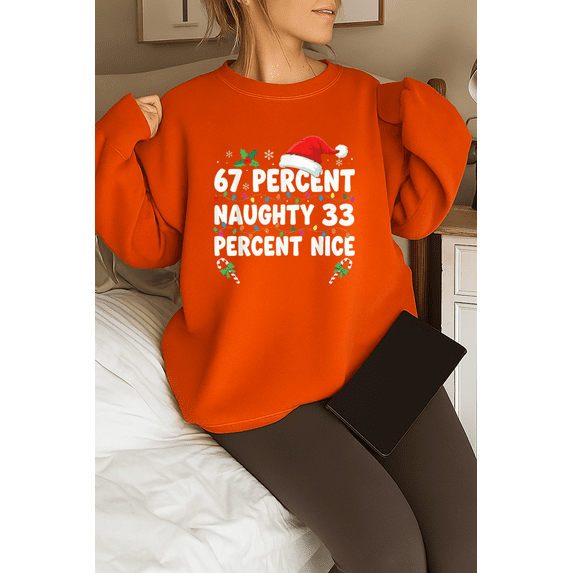 Christmas Nice Naughty Six Seven Meme With Holiday Lights Sweatshirt ...