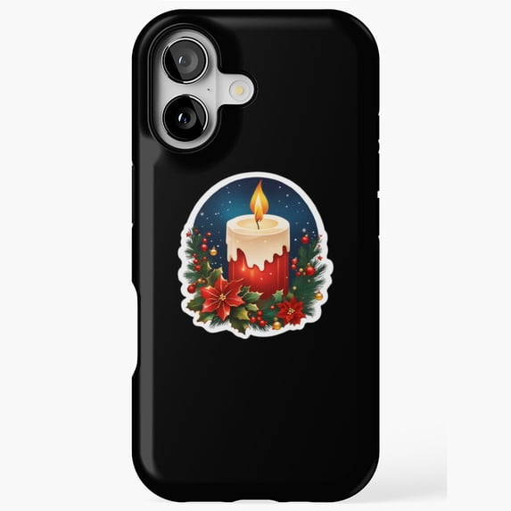 Christmas Night Candle Sticker Phone Case with iPhone 17 to 11 Pro Max ...