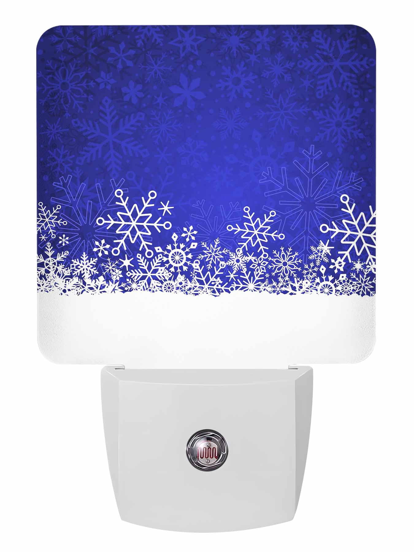Christmas Night Lights Auto Sensor Blue Snowflakes Plug-in LED ...
