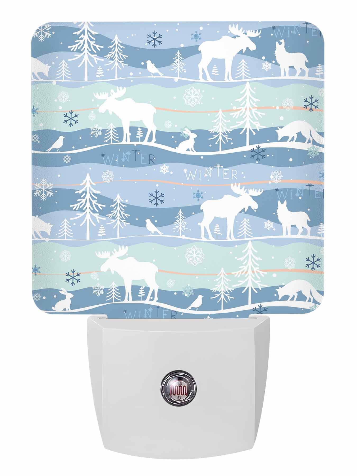 Christmas Night Lights Auto Sensor Blue Winter Animal Plug-in LED ...