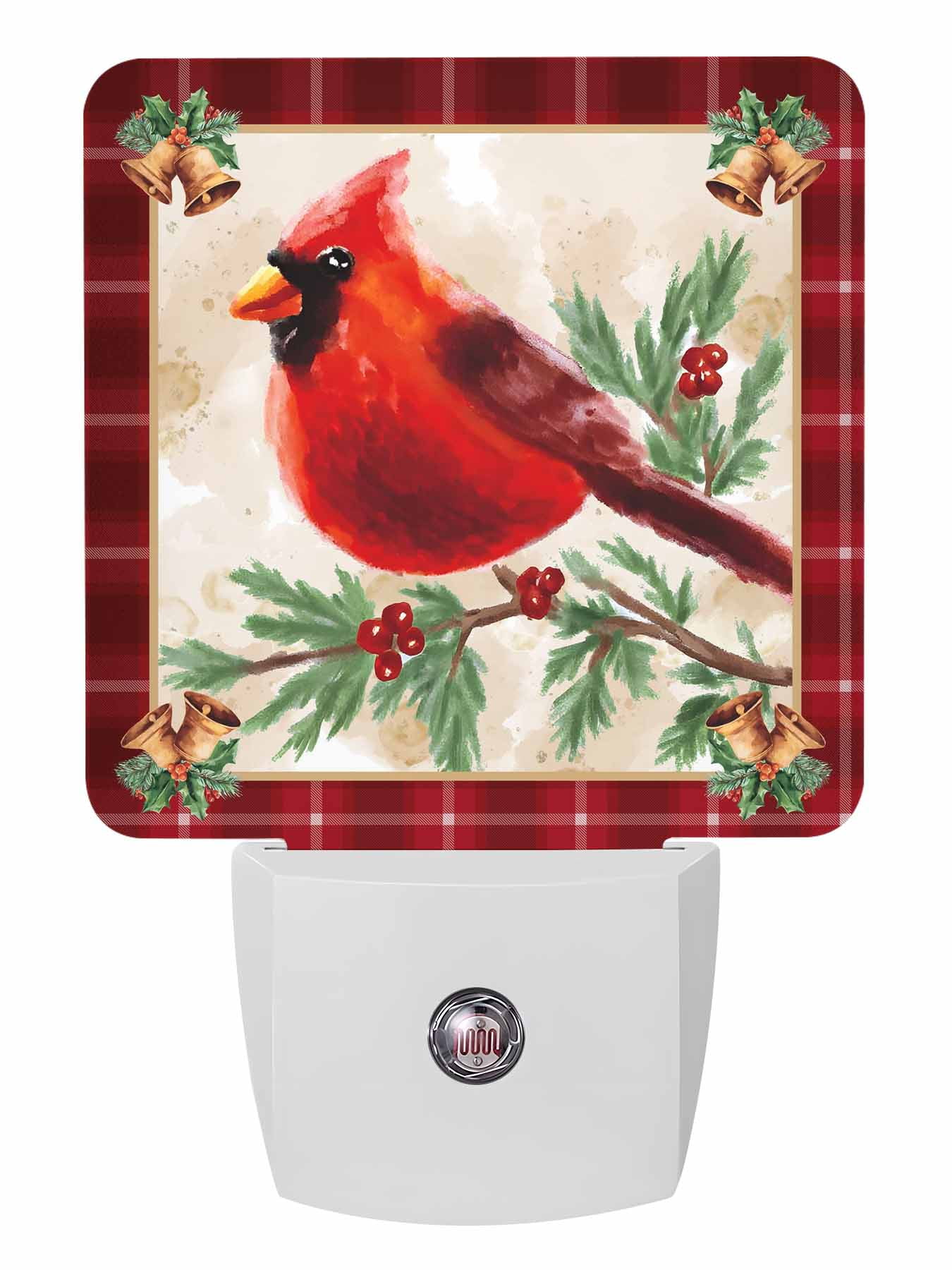 Christmas Night Lights Auto Sensor Cardinal Bird Plug-in LED ...