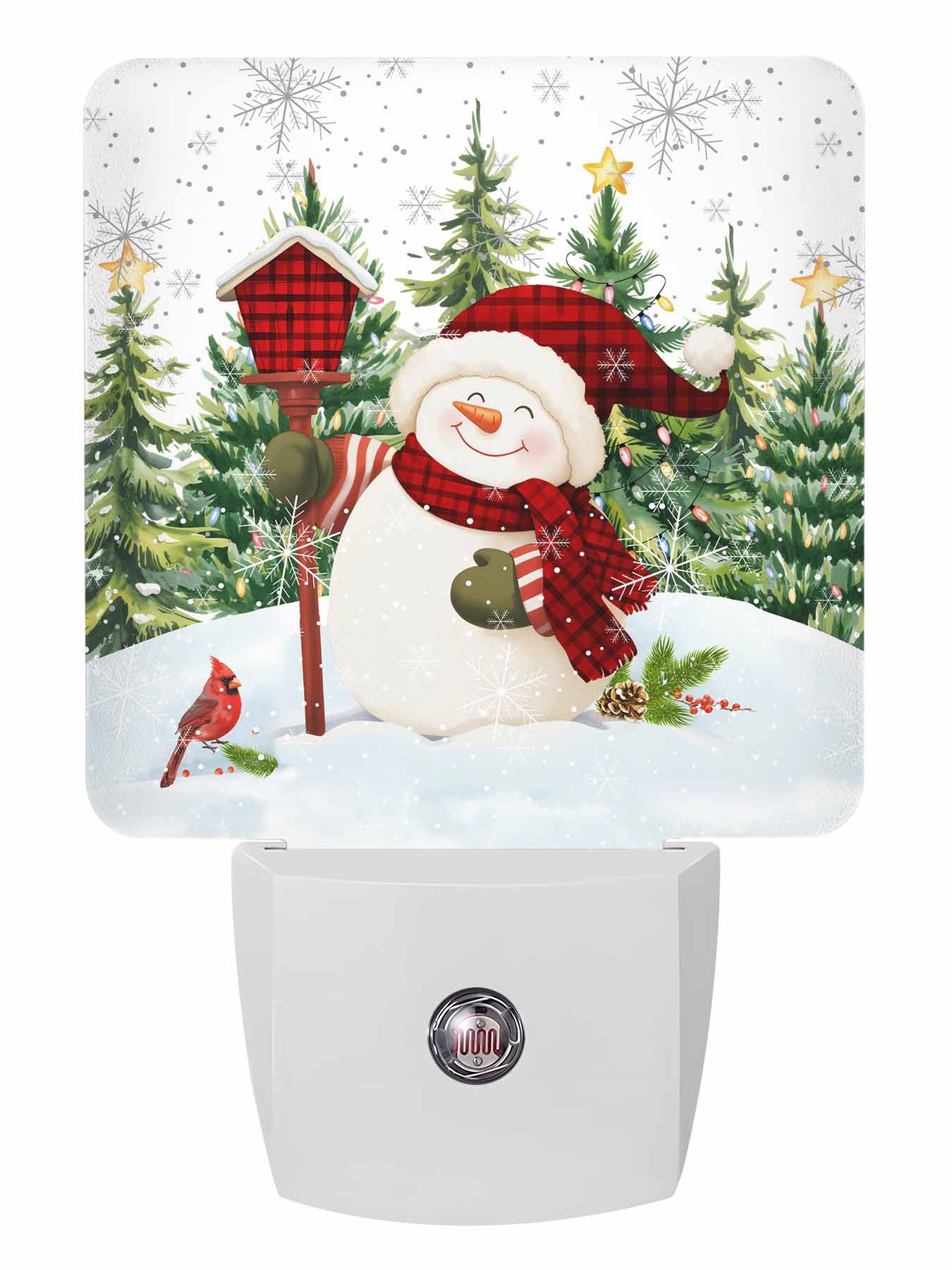 Christmas Night Lights Auto Sensor Cardinal Bird Snowman Plug-in LED ...