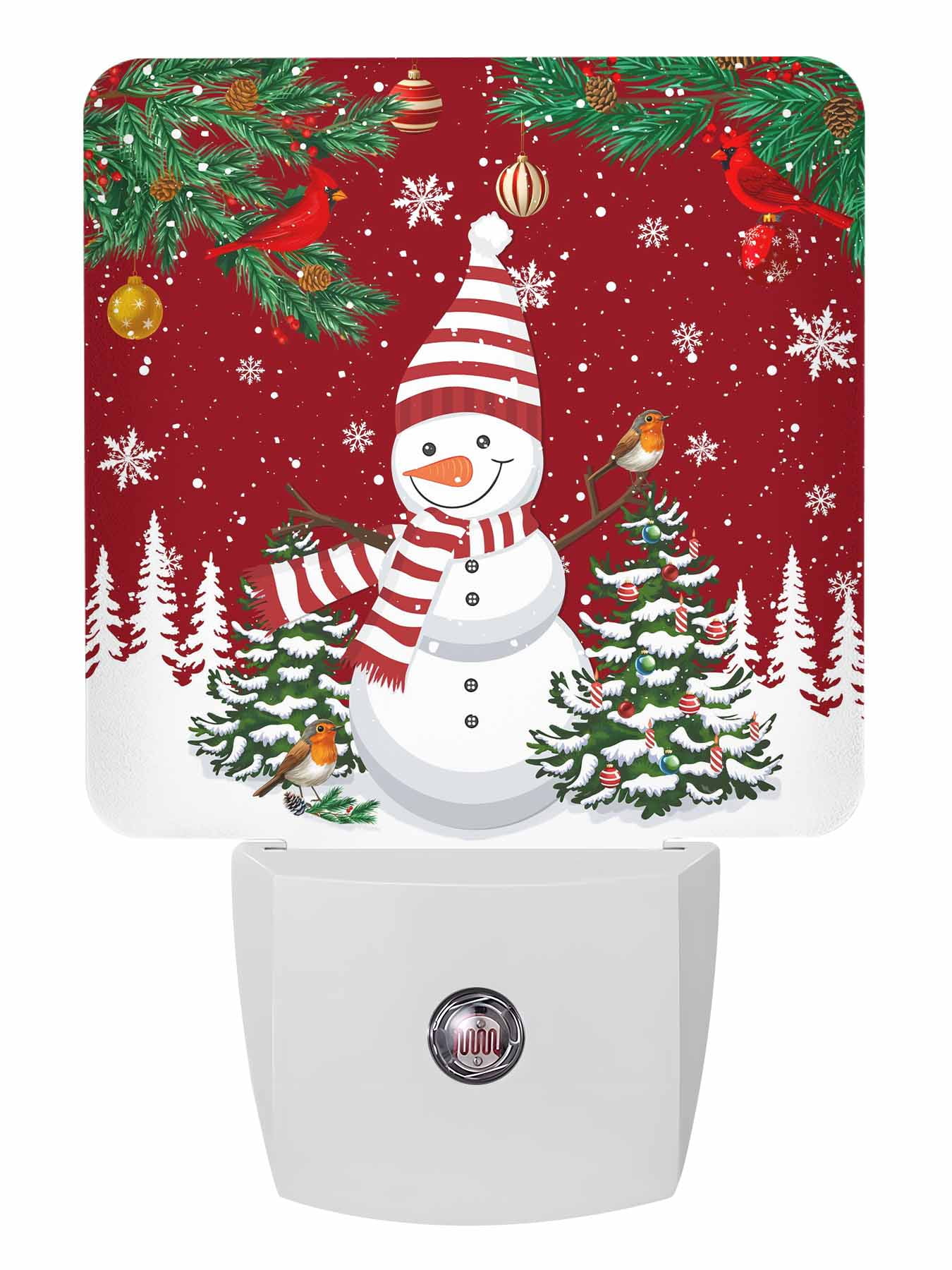 Christmas Night Lights Auto Sensor Cardinal Bird Snowman Plug-in LED ...