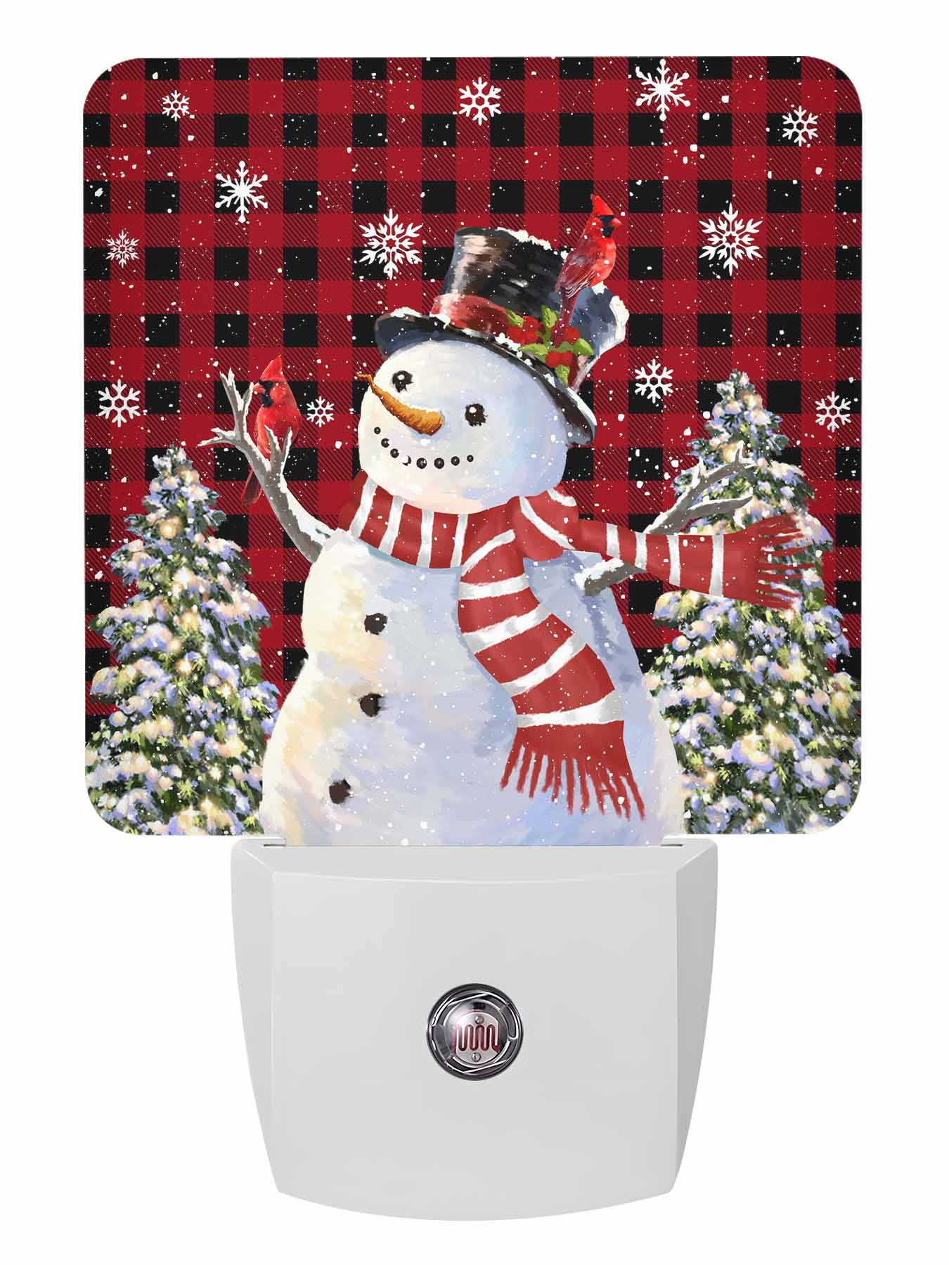Christmas Night Lights Auto Sensor Cardinal Bird Snowman Plug-in LED ...