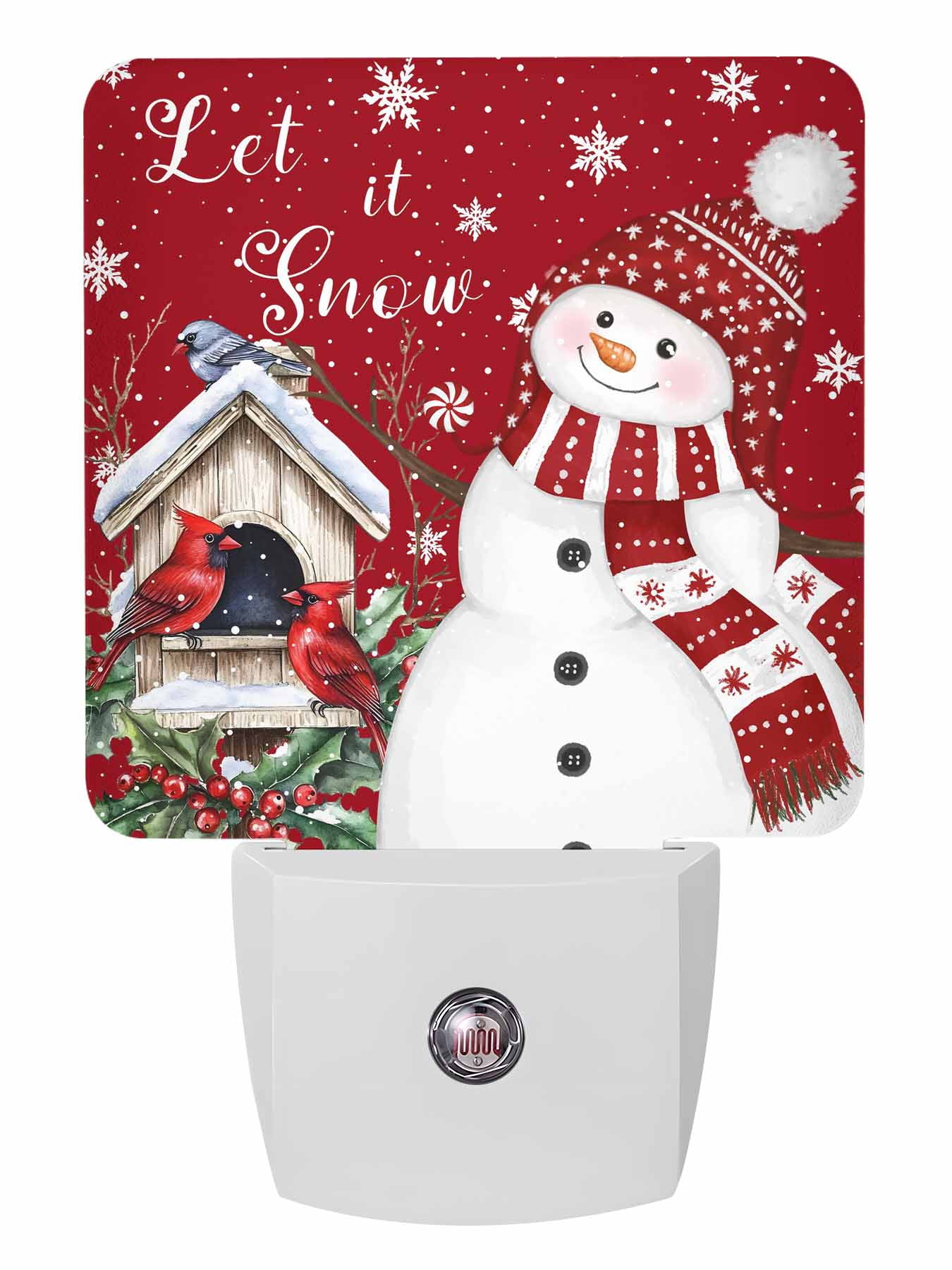 Christmas Night Lights Auto Sensor Cardinal Bird Snowman Plug-in LED ...