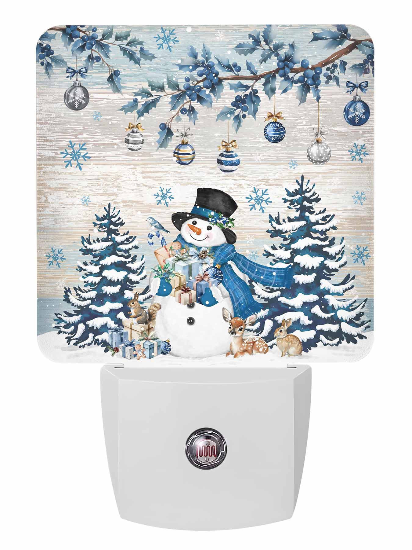 Christmas Night Lights Auto Sensor Christmas Balls Snowman Plug-in LED ...