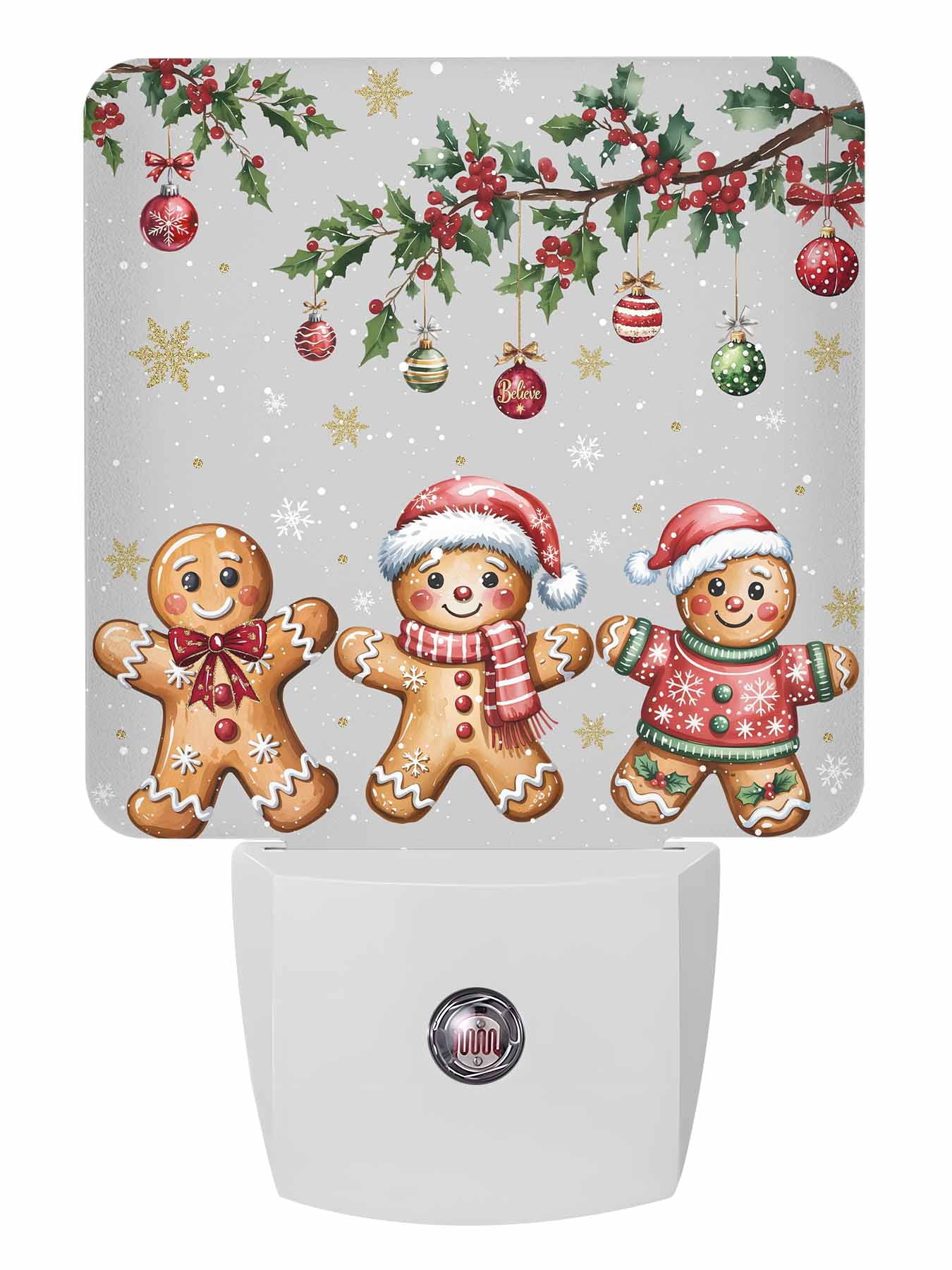 Christmas Night Lights Auto Sensor Gingerbread Man Plug-in LED ...