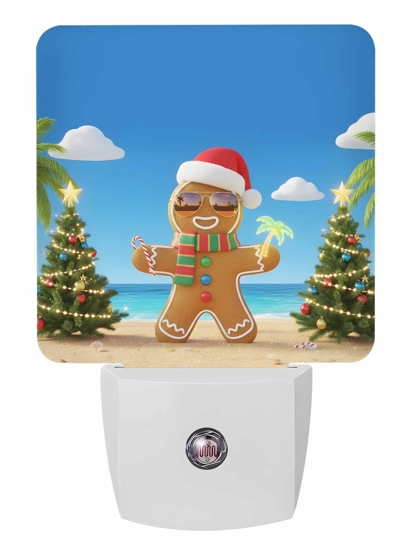 Christmas Night Lights Auto Sensor Gingerbread Man Plug-in LED Nightlights Dusk to Dawn for ...