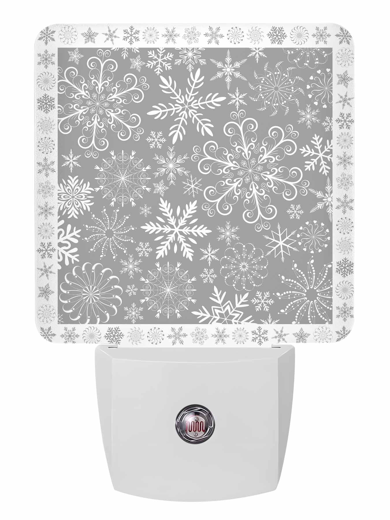 Christmas Night Lights Auto Sensor Grey Snowflake Plug-in LED ...
