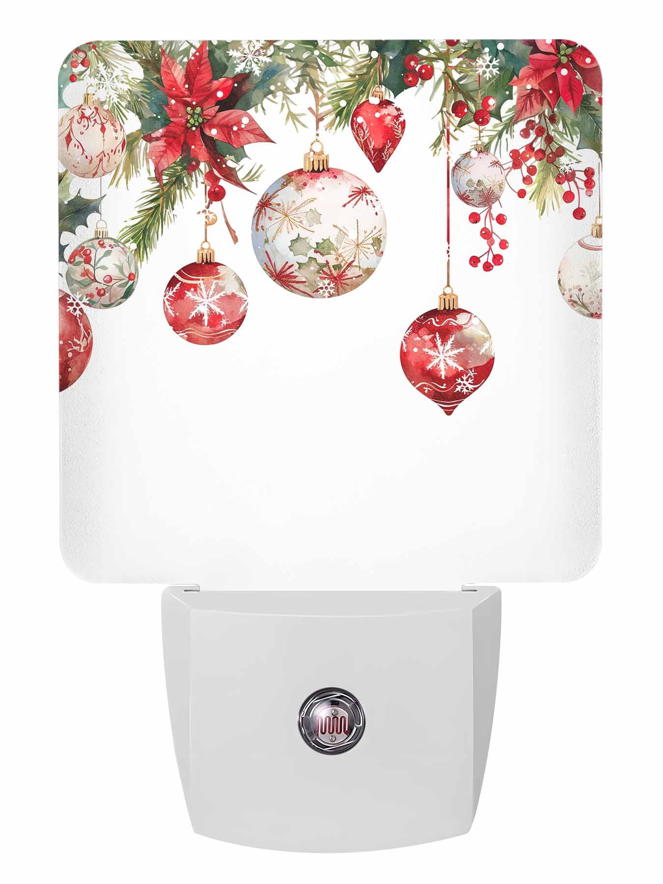 Christmas Night Lights Auto Sensor Poinsettia Christmas Ball Plug-in ...