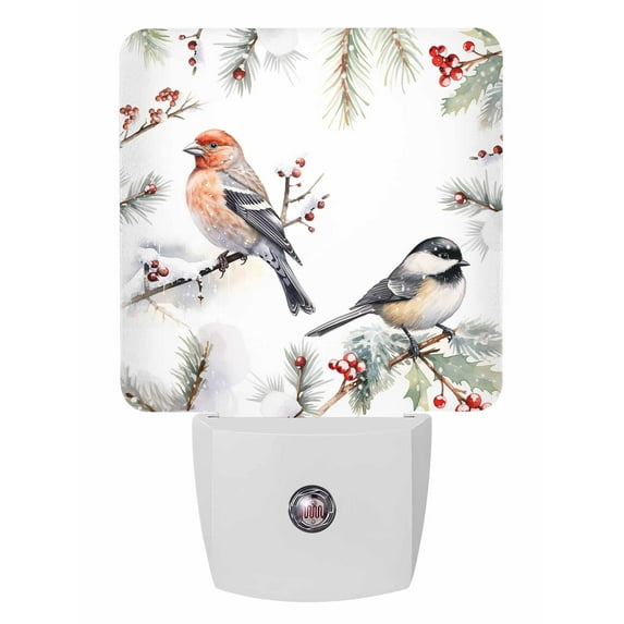 Christmas Night Lights Auto Sensor Red Robin Bird Plug-in LED ...