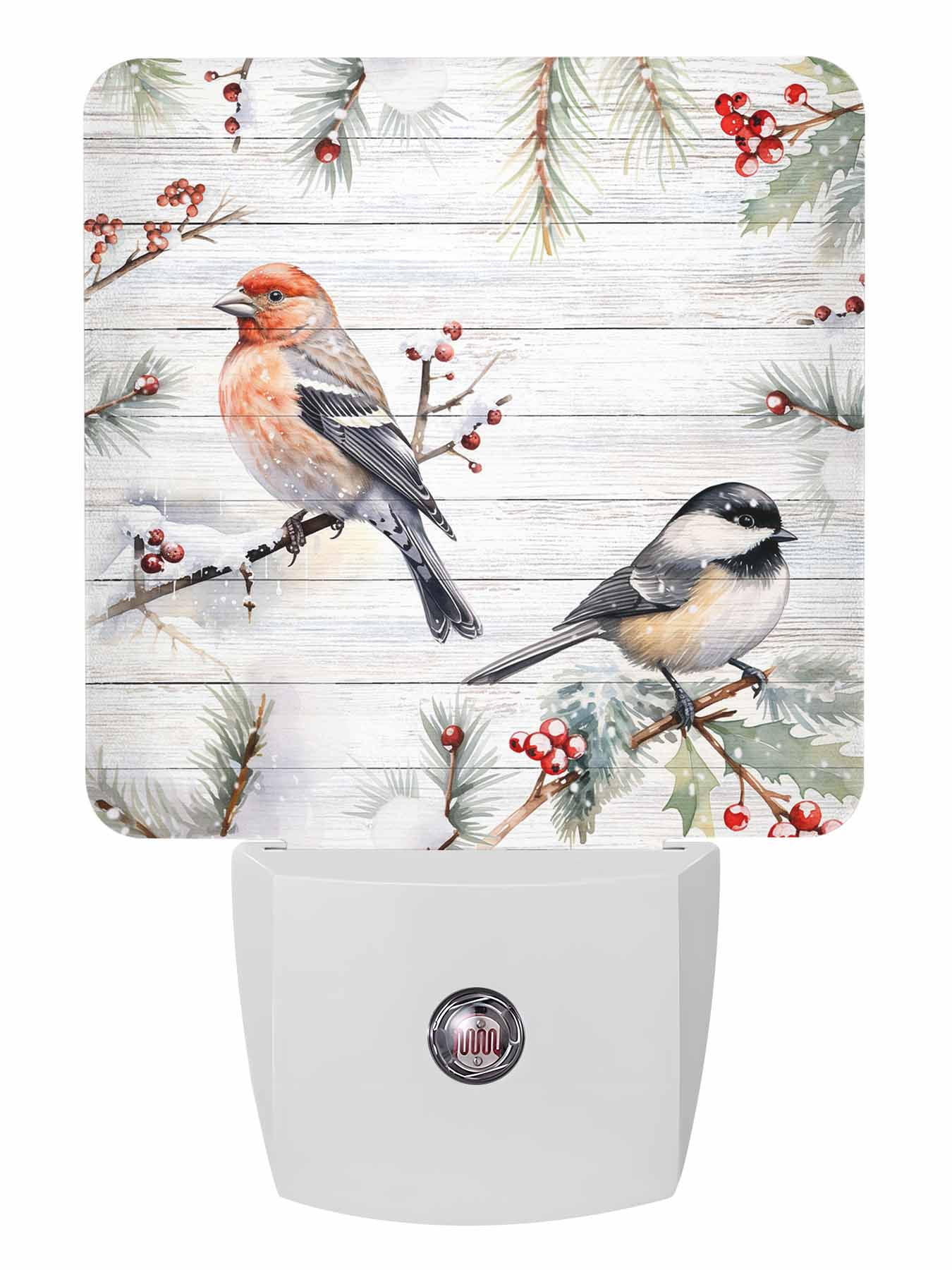 Christmas Night Lights Auto Sensor Red Robin Bird Plug-in LED ...