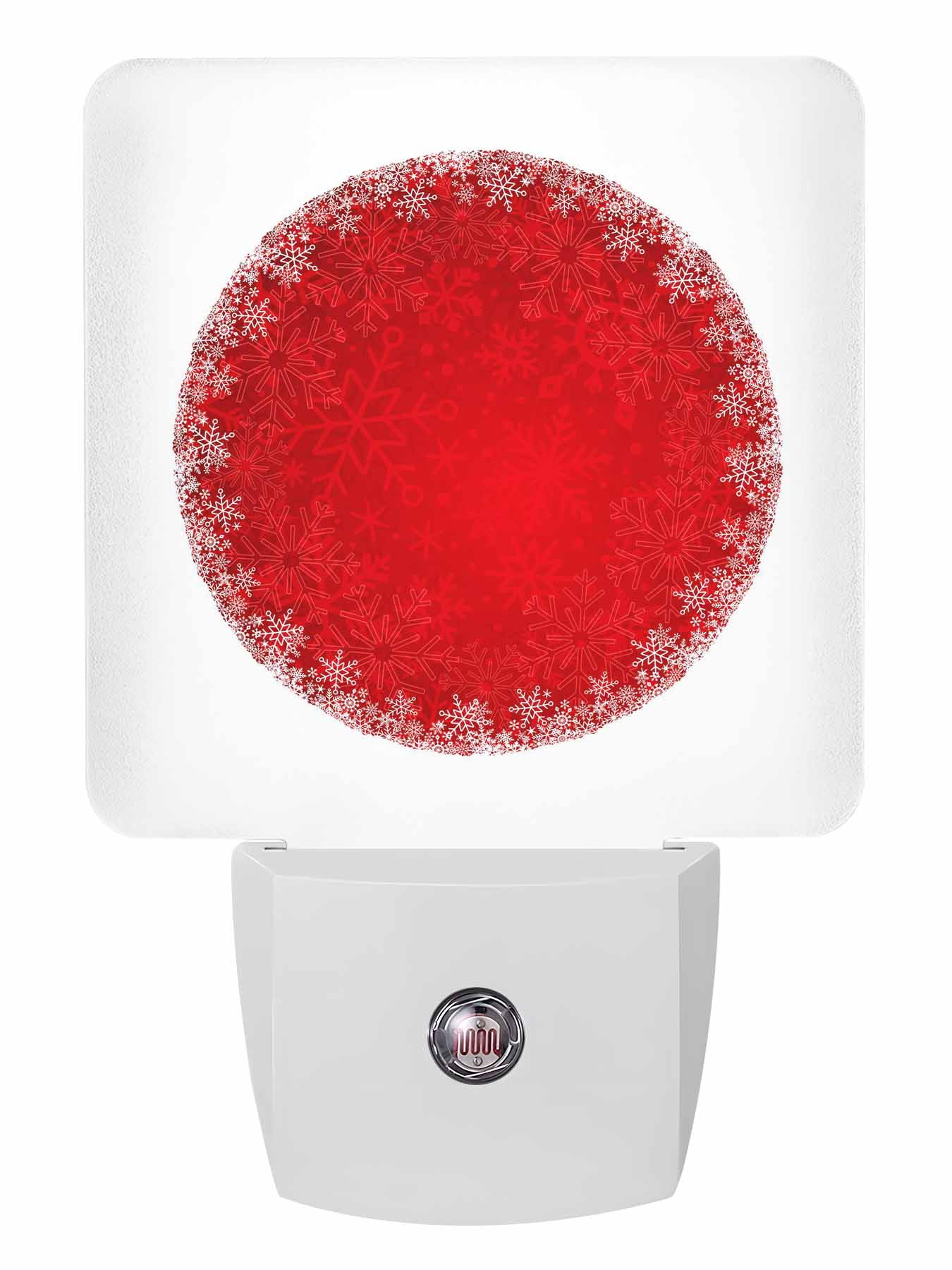 Christmas Night Lights Auto Sensor Red Snowflake Plug-in LED ...