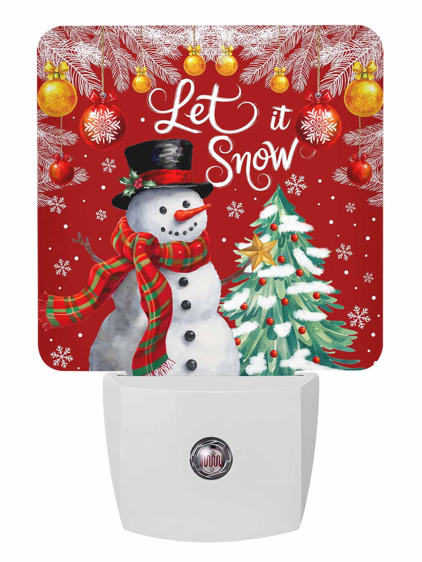 Christmas Night Lights Auto Sensor Red Snowman Plug-in LED Nightlights ...