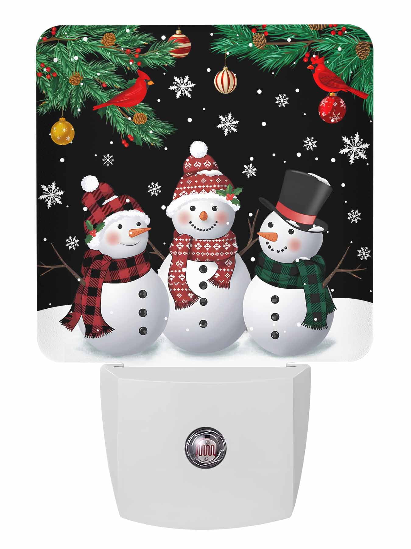 Christmas Night Lights Auto Sensor Snowman Cardinal Bird Plug-in LED ...