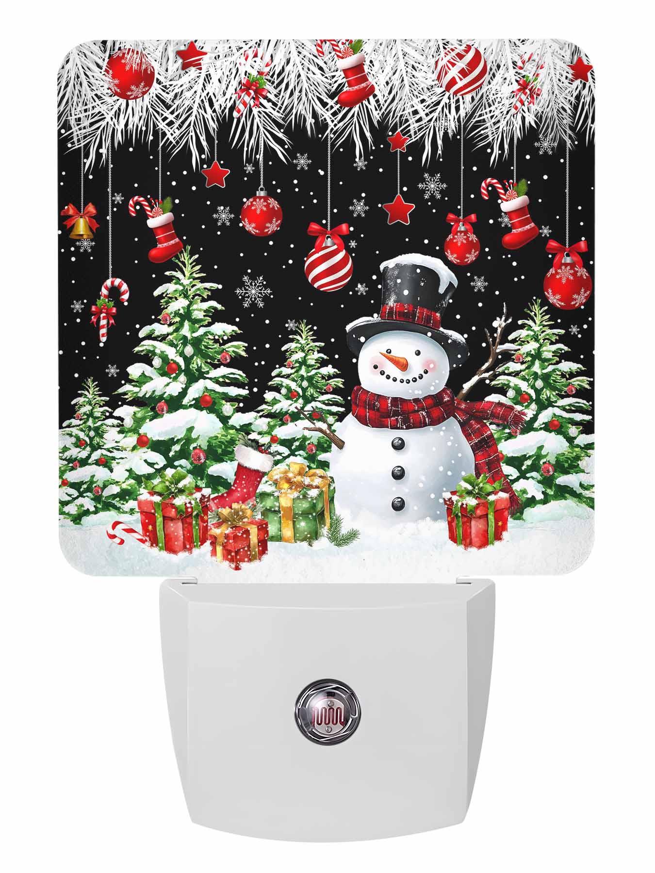 Christmas Night Lights Auto Sensor Snowman Christmas Tree Balls Plug-in ...